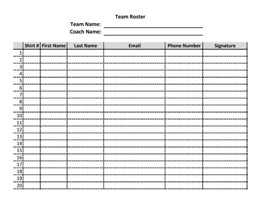 Football Roster Template Ubicaciondepersonas cdmx gob mx