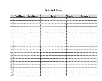 Basketball Roster Template - Etsy Canada