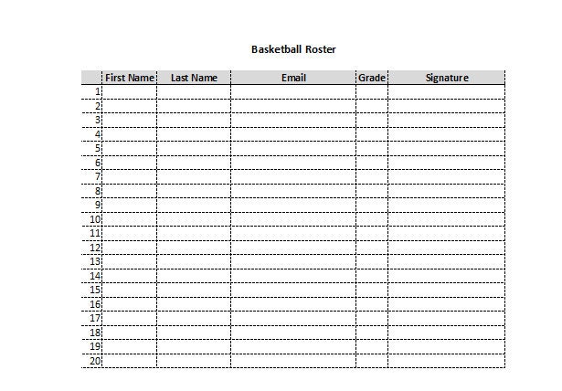 Basketball Roster Template Ubicaciondepersonas cdmx gob mx