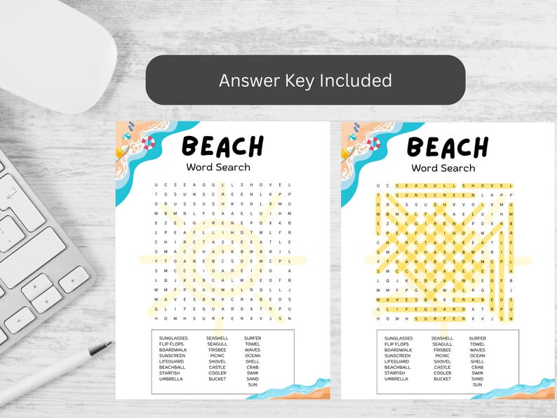 Beach Word Search Puzzle: Summer Fun Activity for Kids (PDF Download ...