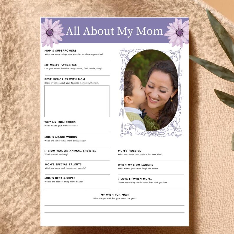 All About Mom Printable: Heartfelt Keepsake Canva Template (digital ...