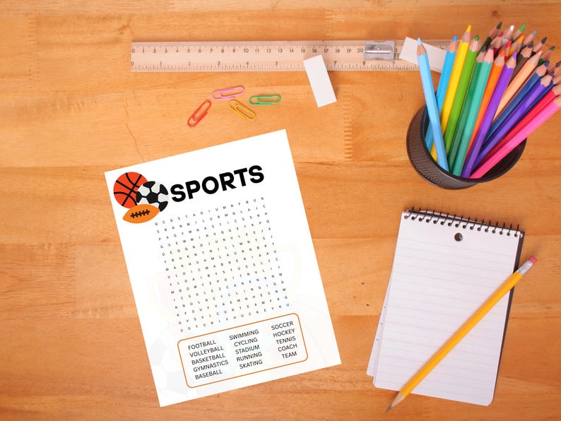 Sports Word Search Puzzle: Fun Printable Activity for Kids (PDF ...