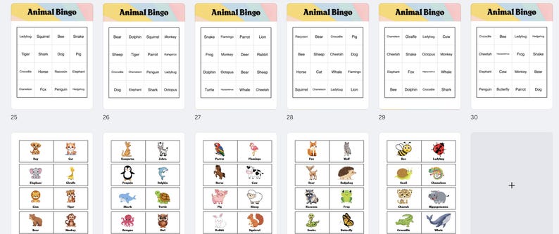 Animal Bingo Game: 30 Printable Cards, Kids Educational Activity (PDF ...