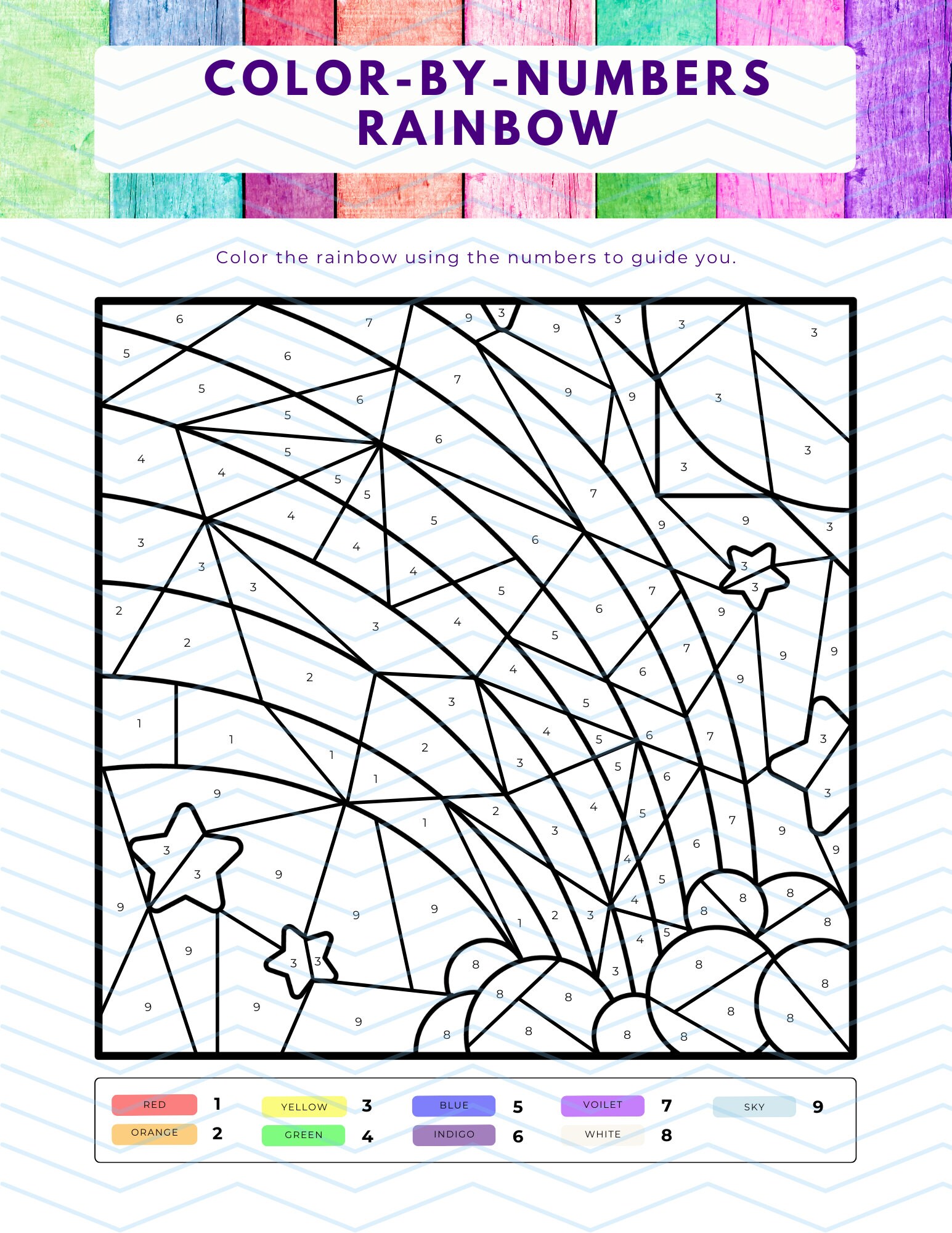 Color by Numbers Rainbow | Education Printable | Coloring Printable ...