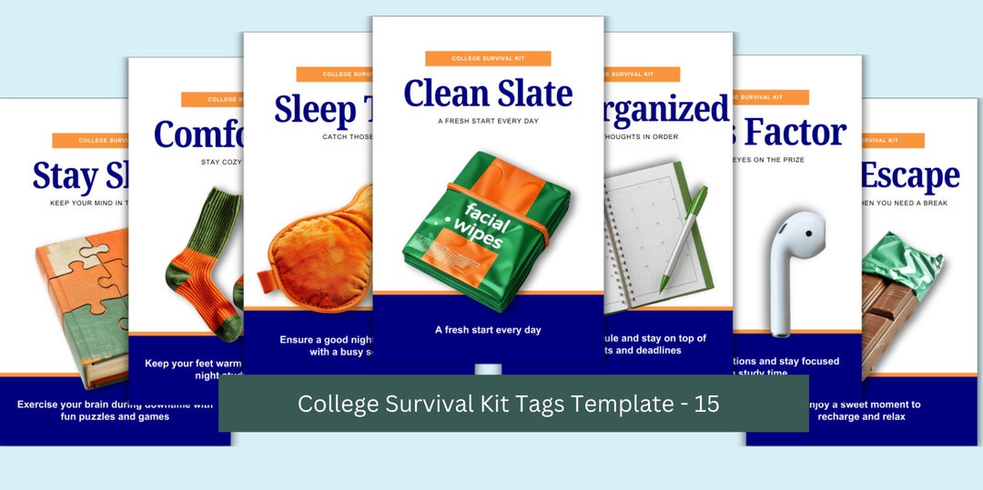 College Survival Kit Tags: Editable Canva Template (digital Download ...
