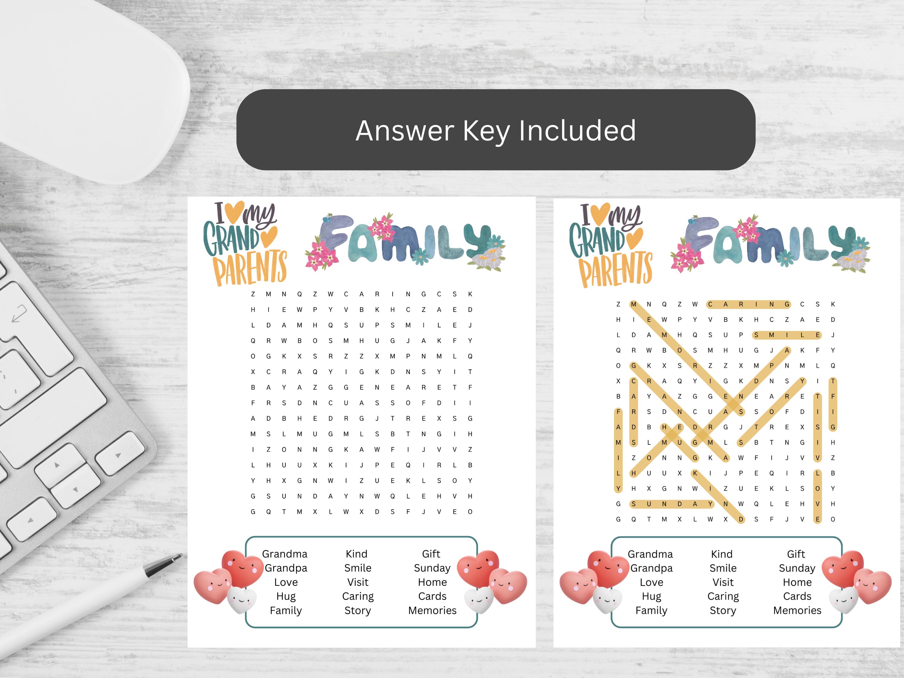 Grandparents Day Word Search Puzzle: Kids Printable Activity (PDF ...