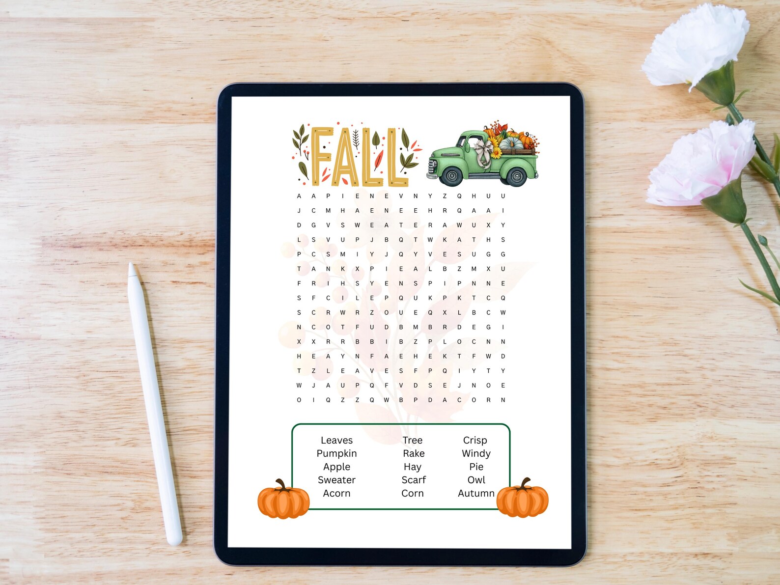 Fall Word Search Puzzle: Autumn Activity for Kids (PDF Download) - Etsy
