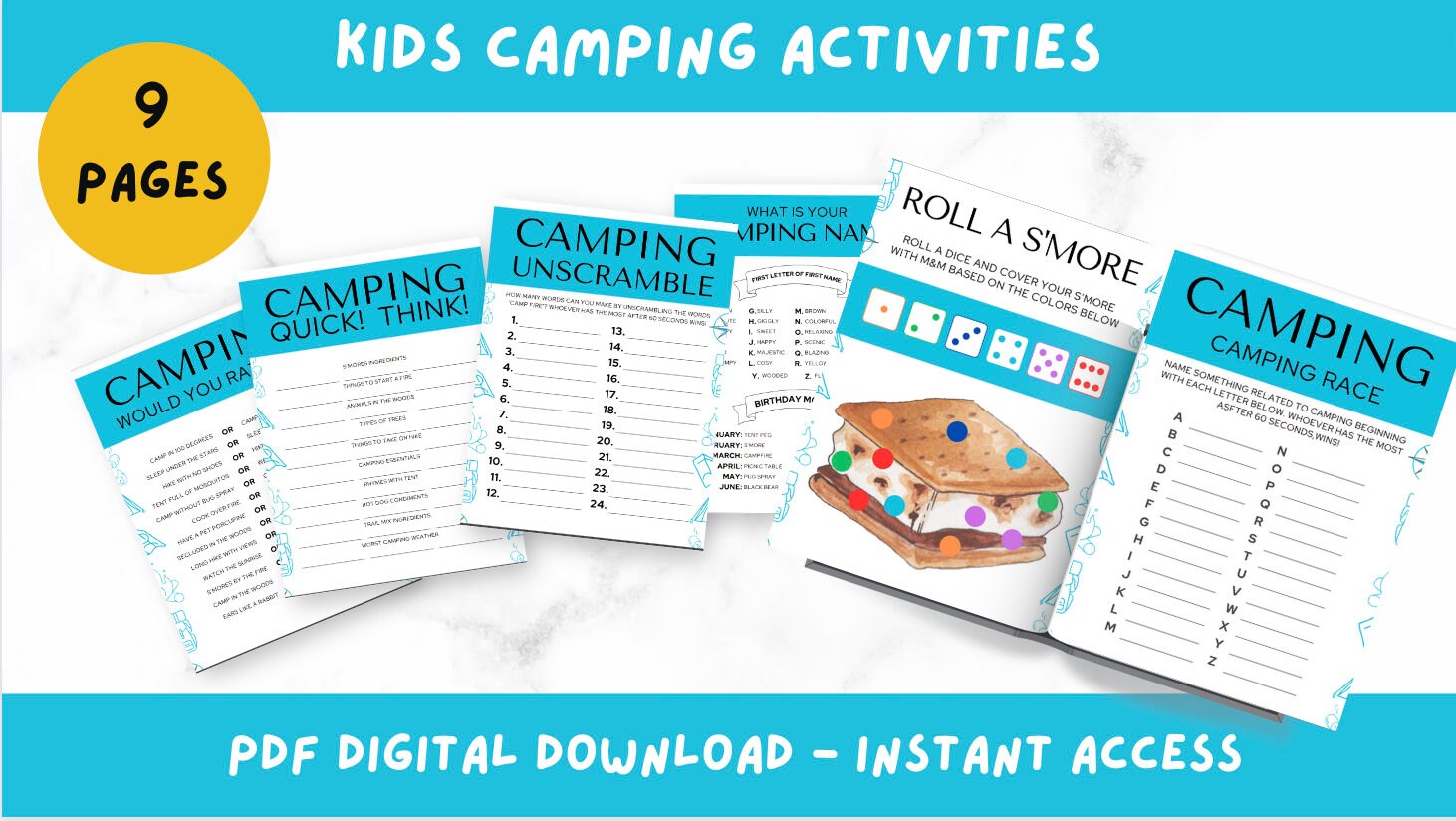 Camping Activity Pack | Summer Printables | Summer Games | Camping ...