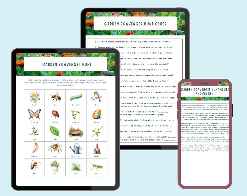 Garden Scavenger Hunt PDF Printable Garden Clues for Kids Search for ...