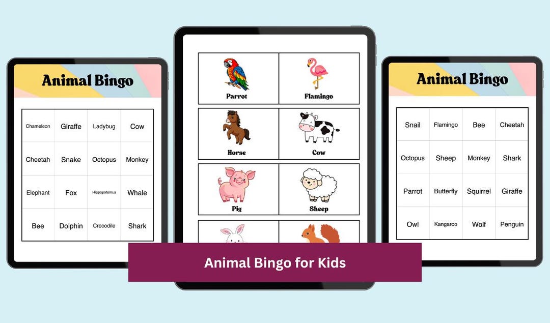Animal Bingo, 30 Printable Bingo Cards, Kids Party Game, Fun ...