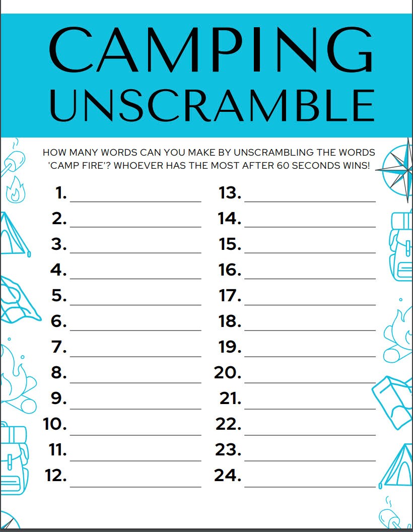 Camping Activity Pack | Summer Printables | Summer Games | Camping ...