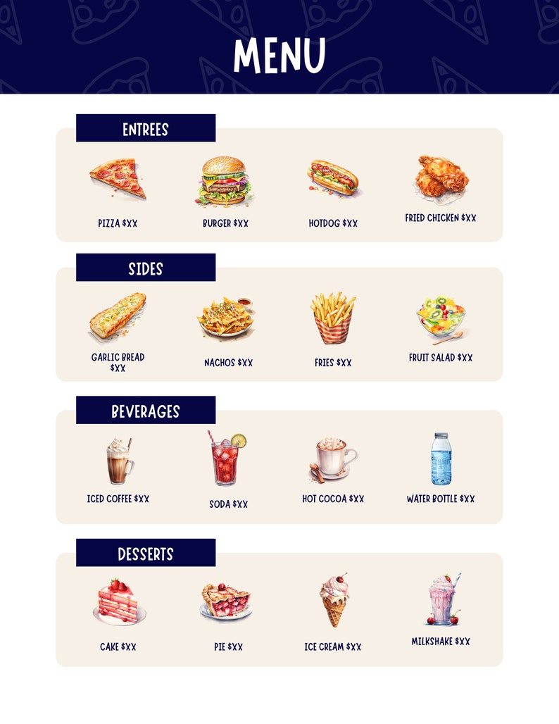 Kids Restaurant Activity Pack: Printable Menu, Pizza Decor (PDF) - Etsy