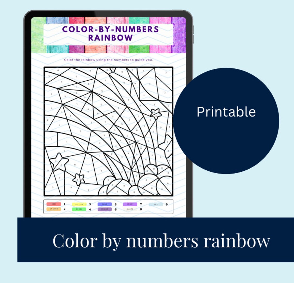Color by Numbers Rainbow | Education Printable | Coloring Printable ...