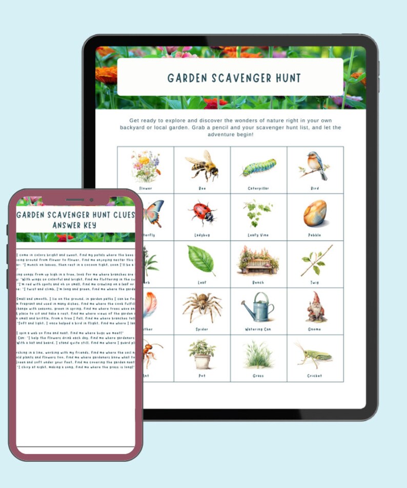 Garden Scavenger Hunt PDF Printable | Garden Clues for Kids | Search ...