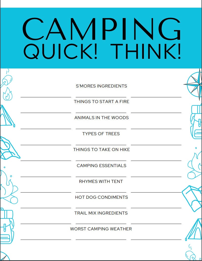 Camping Activity Pack | Summer Printables | Summer Games | Camping ...