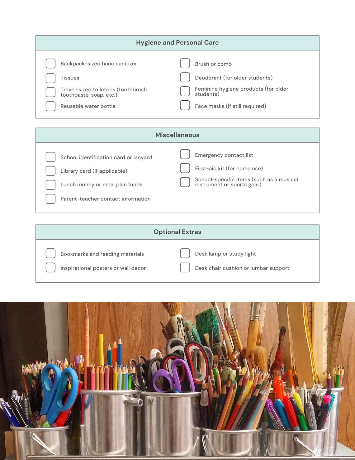 Back to School Shopping List Template | School Supplies | School ...