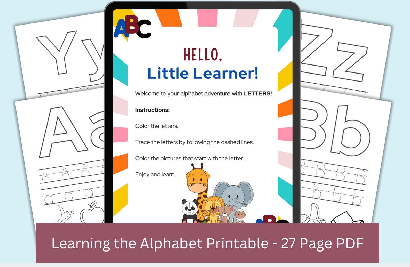 Alphabet Learning Pages: Color, Trace, and Learn (printable PDF) - Etsy