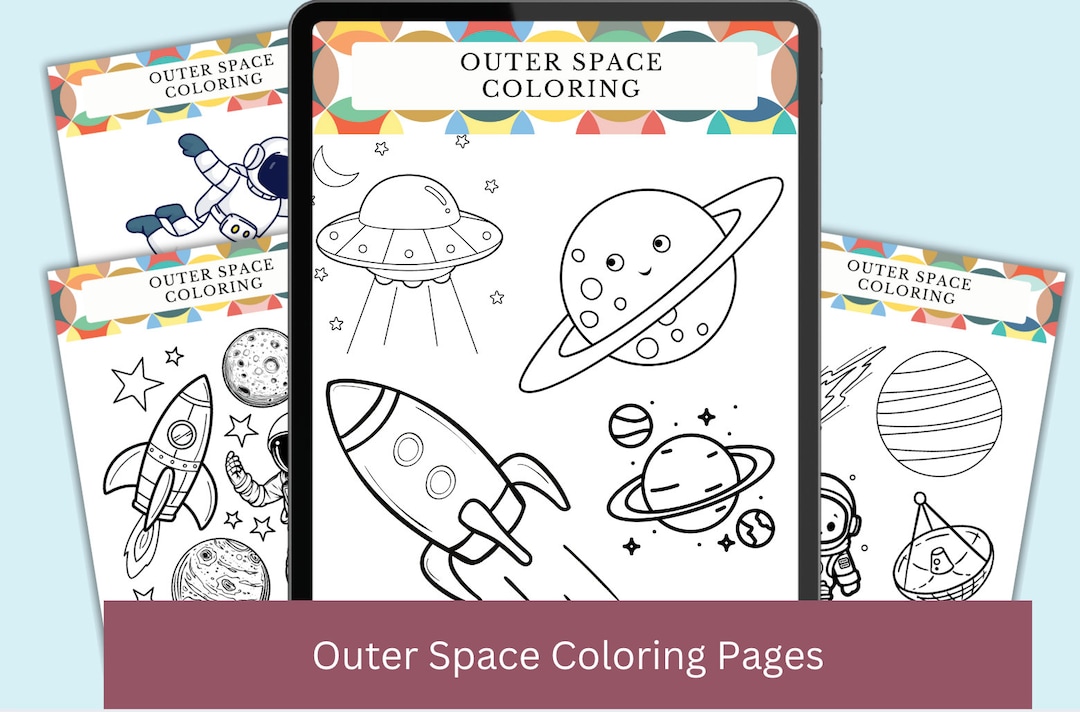 Outer Space Coloring Pages for Kids | Planets, Rockets (printable PDF ...