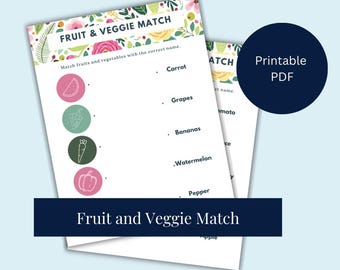 Fruit & Veggie Shadow Matching Game: Kids Learning Printable (PDF) - Etsy