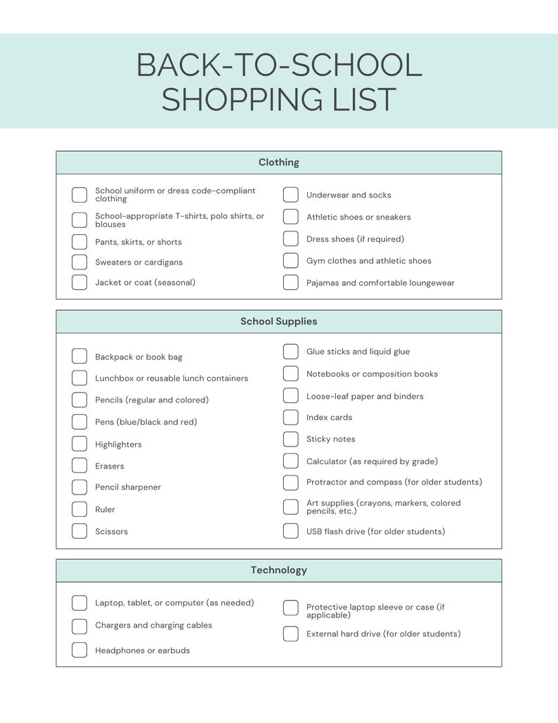 Back To School Shopping List Template Editable Canva Checklist Back To School Shopping List Template Editable Canva Checklist