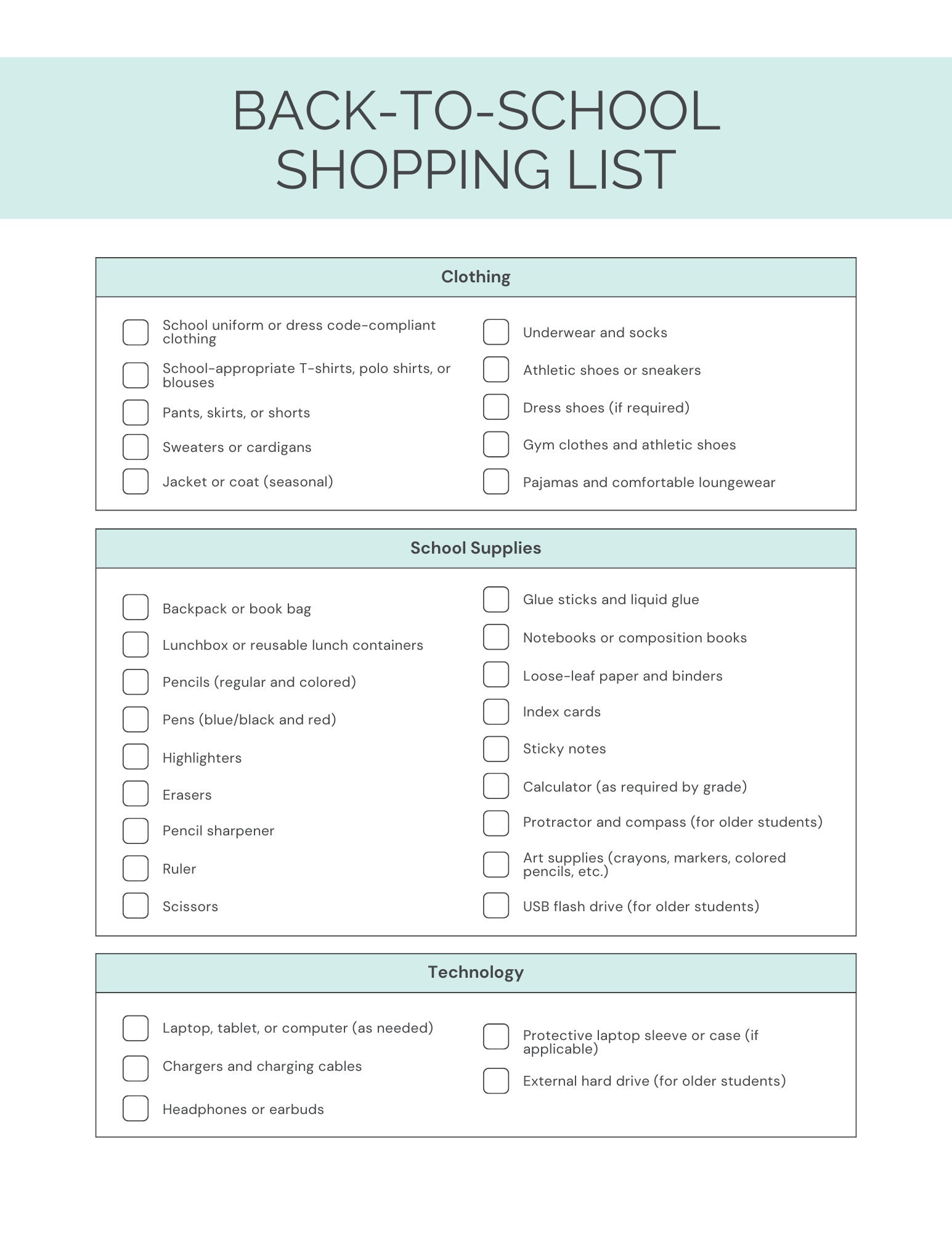 Back to School Shopping List Template: Editable Canva Checklist ...