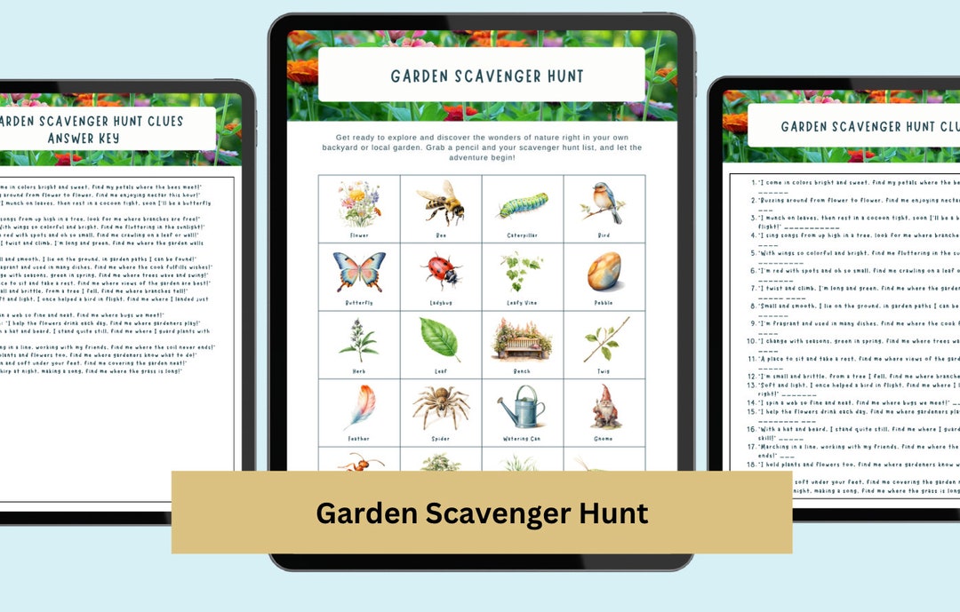 Garden Scavenger Hunt PDF Printable | Garden Clues for Kids | Search ...