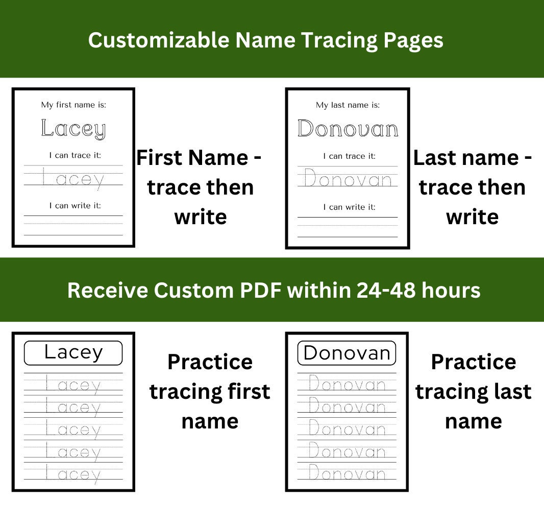 Handwriting Practice | Custom First and Last Name Tracing Page | Name ...