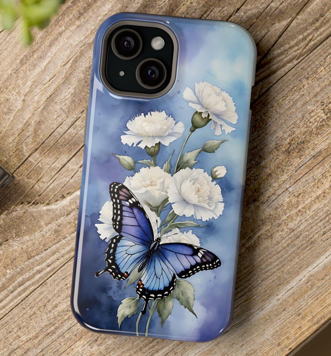 Blue Monarch Butterfly Phone Case – Impact Resistant, Floral Design - Etsy