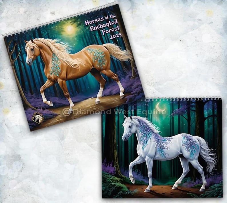 Horses of the Enchanted Forest 2025 Wall Calendar - Etsy