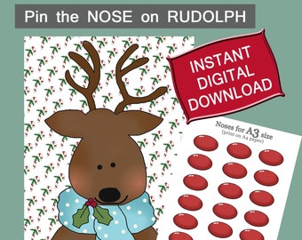 Pin the Nose on Rudolph Party Game - Etsy