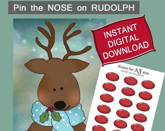 Instant Download. "pin the NOSE on Rudolph" Game Set for a Holiday ...
