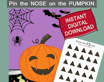 Pin the Nose on the Jack O Lantern Halloween Party Game Digital File - Etsy