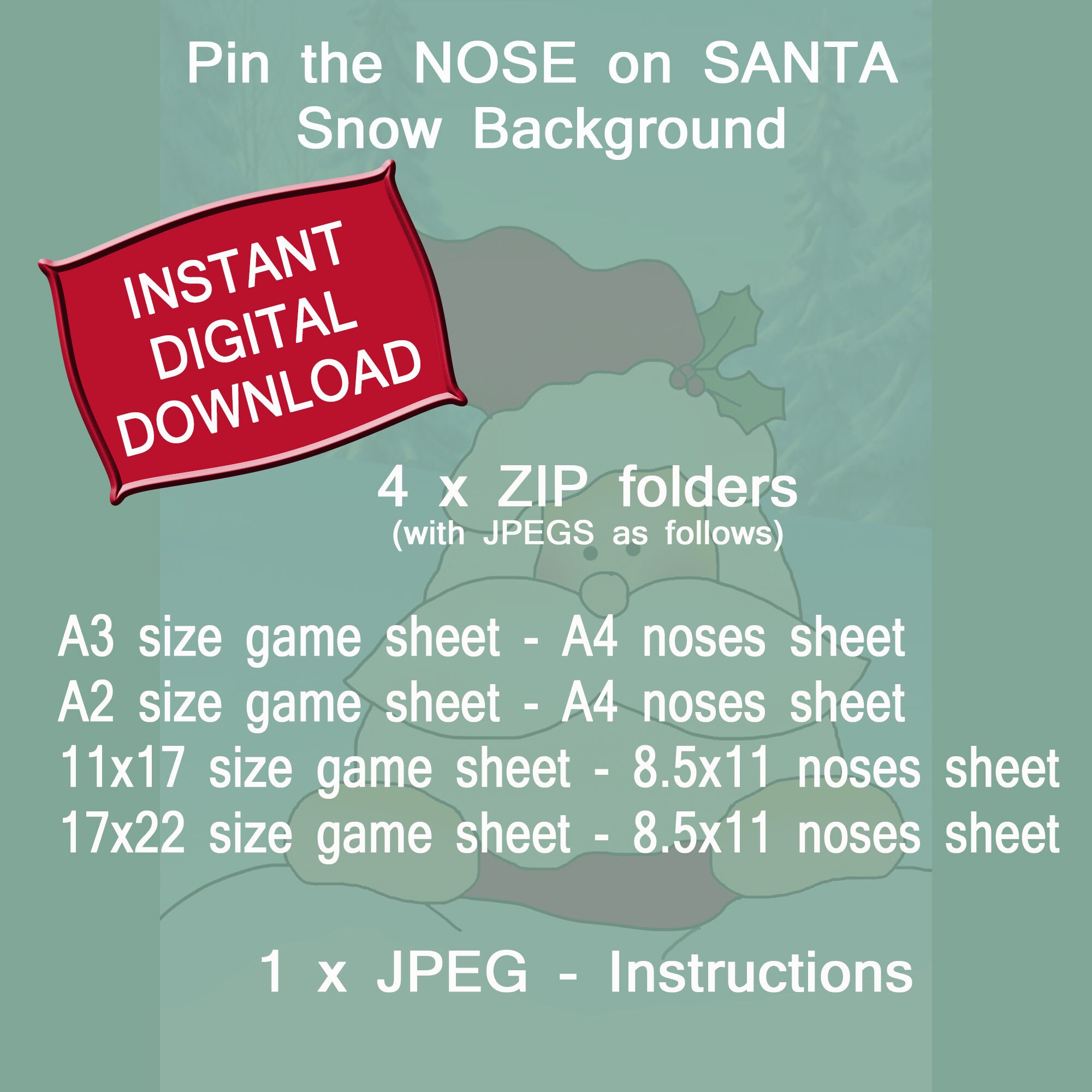 Pin the Nose on Santa Printable Game, Printable Christmas Game, Class ...