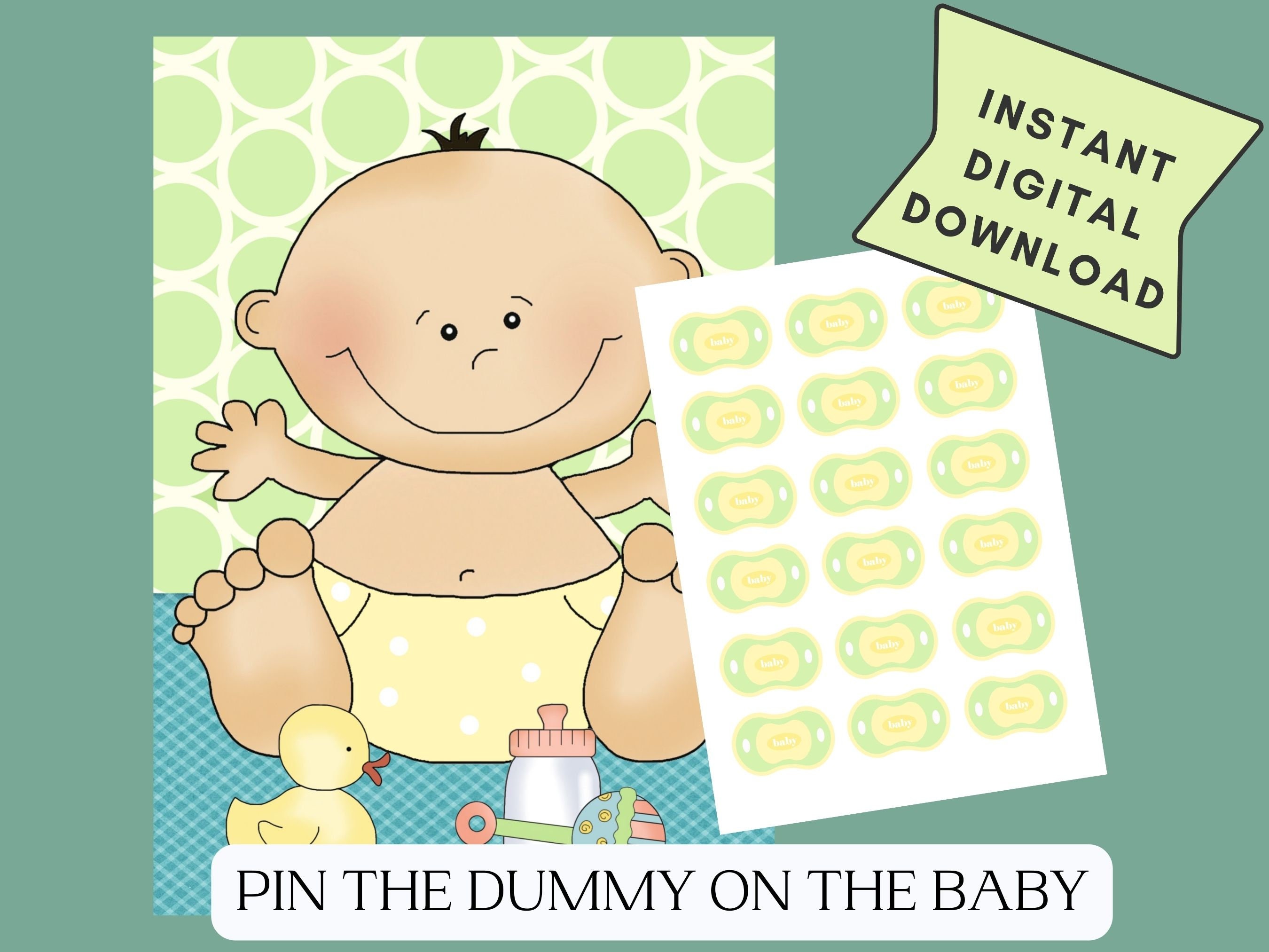 Pin the Pacifier on Baby Game: Baby Shower Activity (digital Download ...
