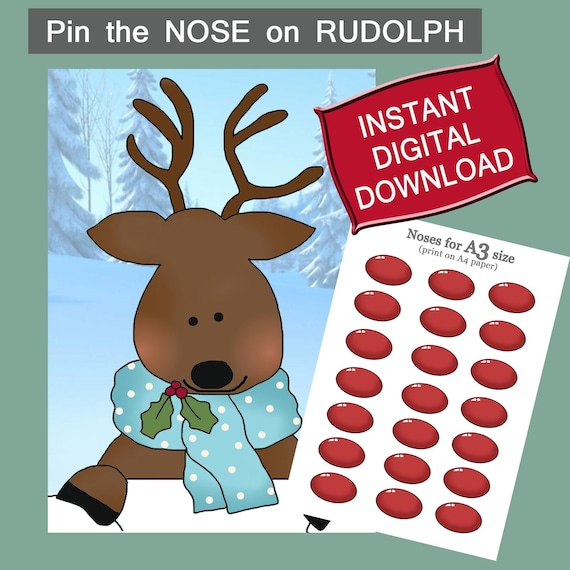 Pin The Nose On Rudolph Classroom Party Game Printable By Love