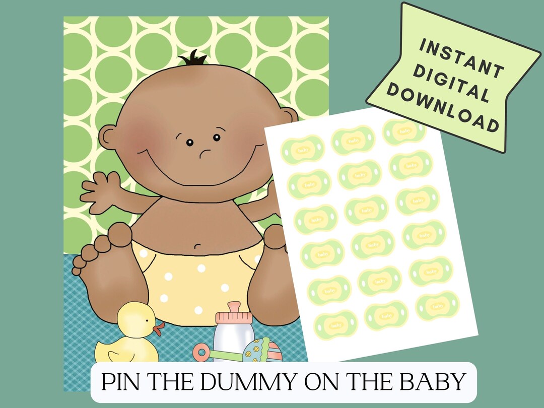 Pin the Dummy on the Baby, Pin the Pacifier on the Baby, Printable Baby ...