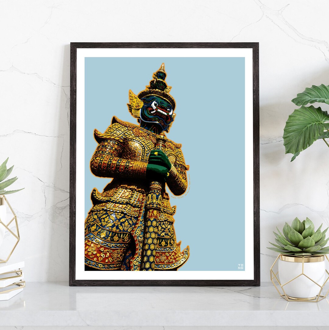 Temple Guardian/yaksha | Wall Art Print Decor | Bangkok, Thailand - Etsy