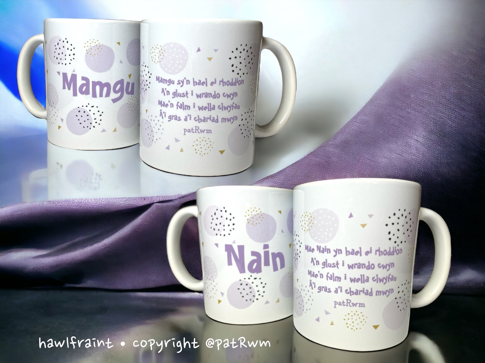 Mygiau Cerdd Patrwm Poem Mugs - Etsy