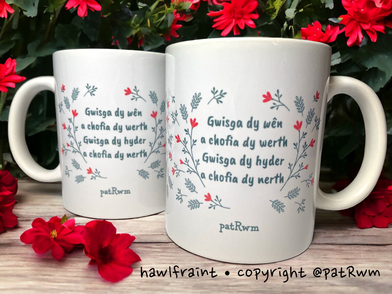 Mygiau Cerdd Patrwm Poem Mugs - Etsy