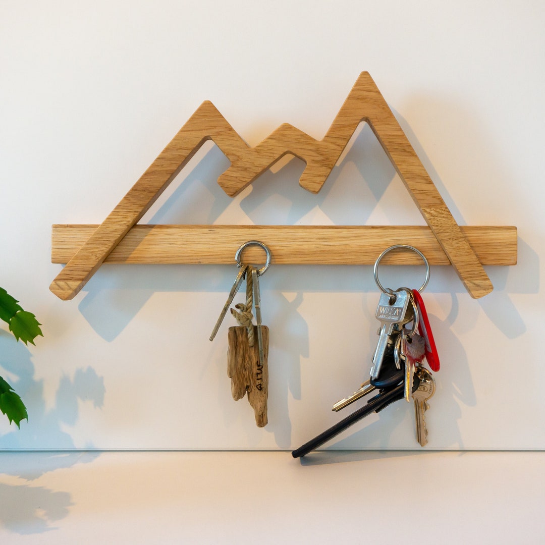 MOUNTAIN KEYS Key Holder Key Board Key Magnet Mountains Wood Oak ...