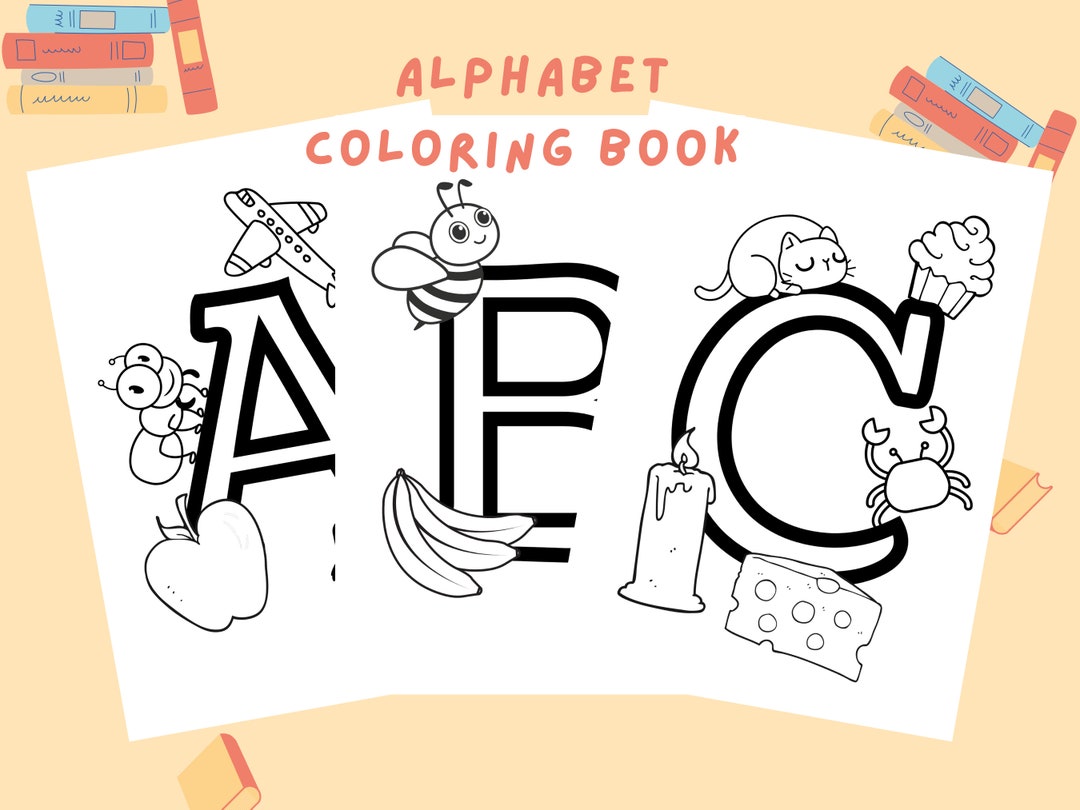 Alphabet Coloring Book, Printable Coloring Pages, Preschool, Pre-k ...
