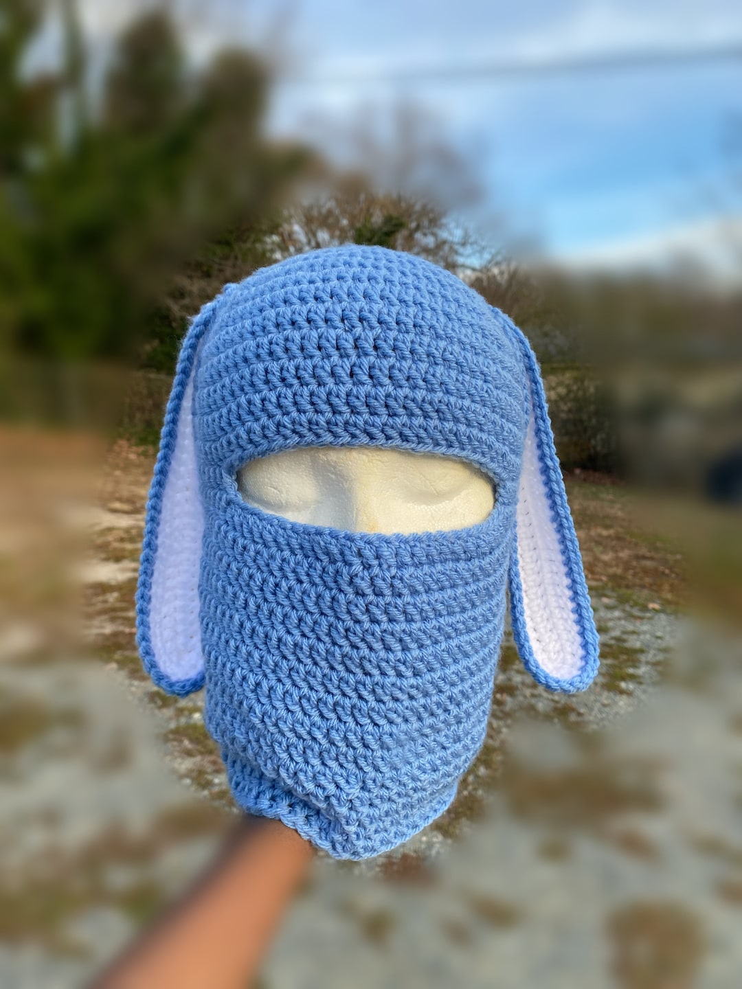 Bunny Ear Ski Mask Bunny Ear Balaclava Crochet Ski Mask Crochet ...