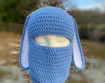 Crochet Bunny Ear Balaclava Ski Mask - Etsy