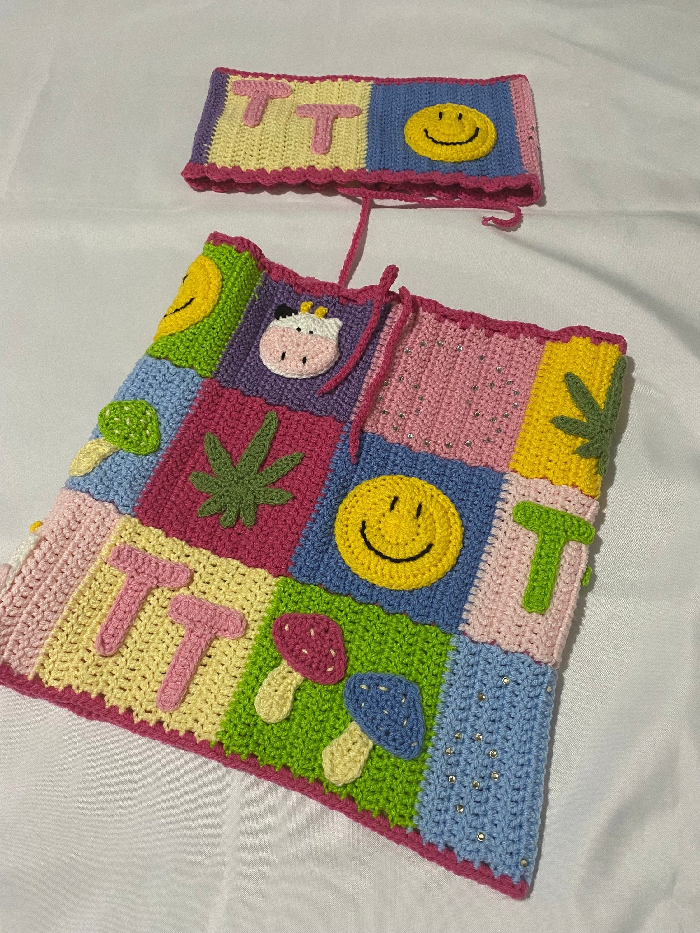 Custom Patchwork Set Patchwork Crochet Skirt Set - Etsy