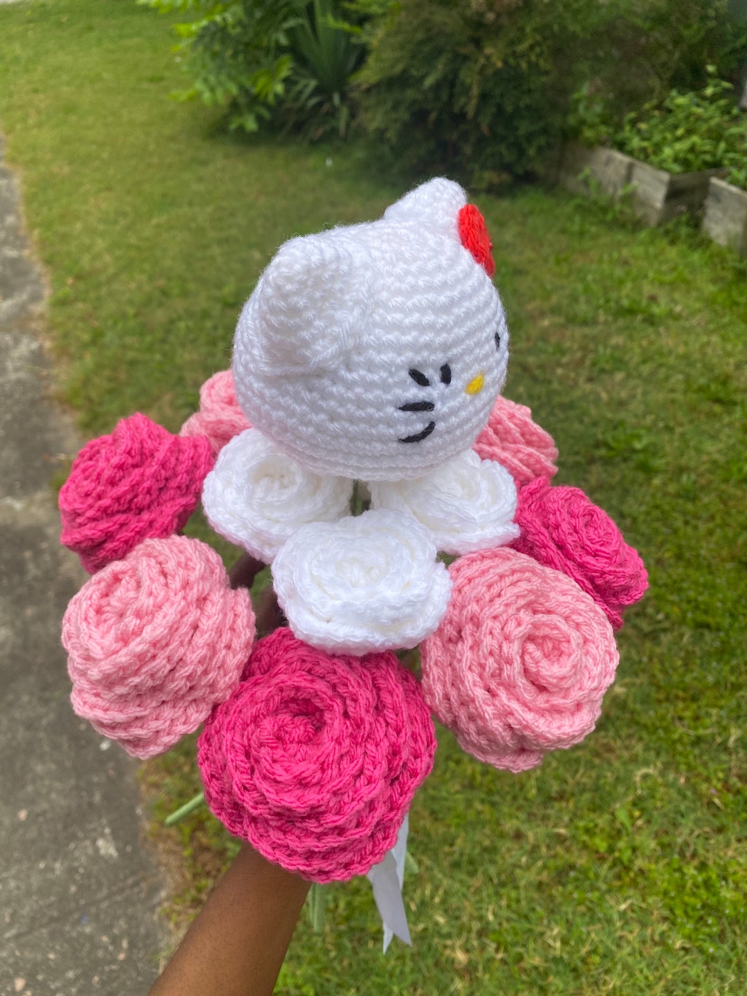 Hello Kitty Flower Bouquet Crochet Flower Bouquet Crochet Flowers - Etsy