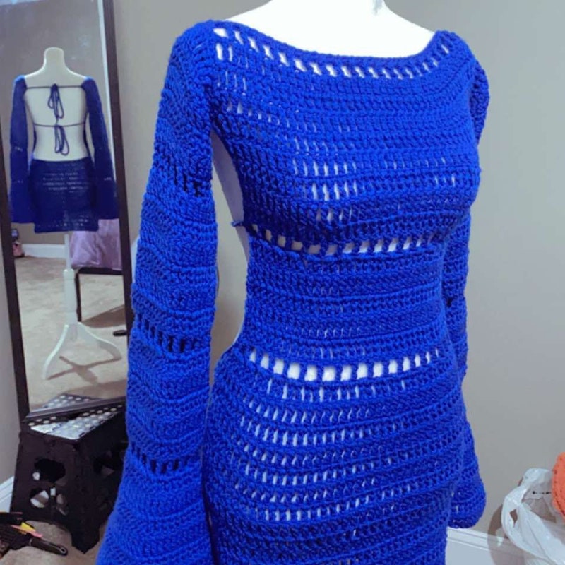 Long Sleeve Crochet Dress Etsy