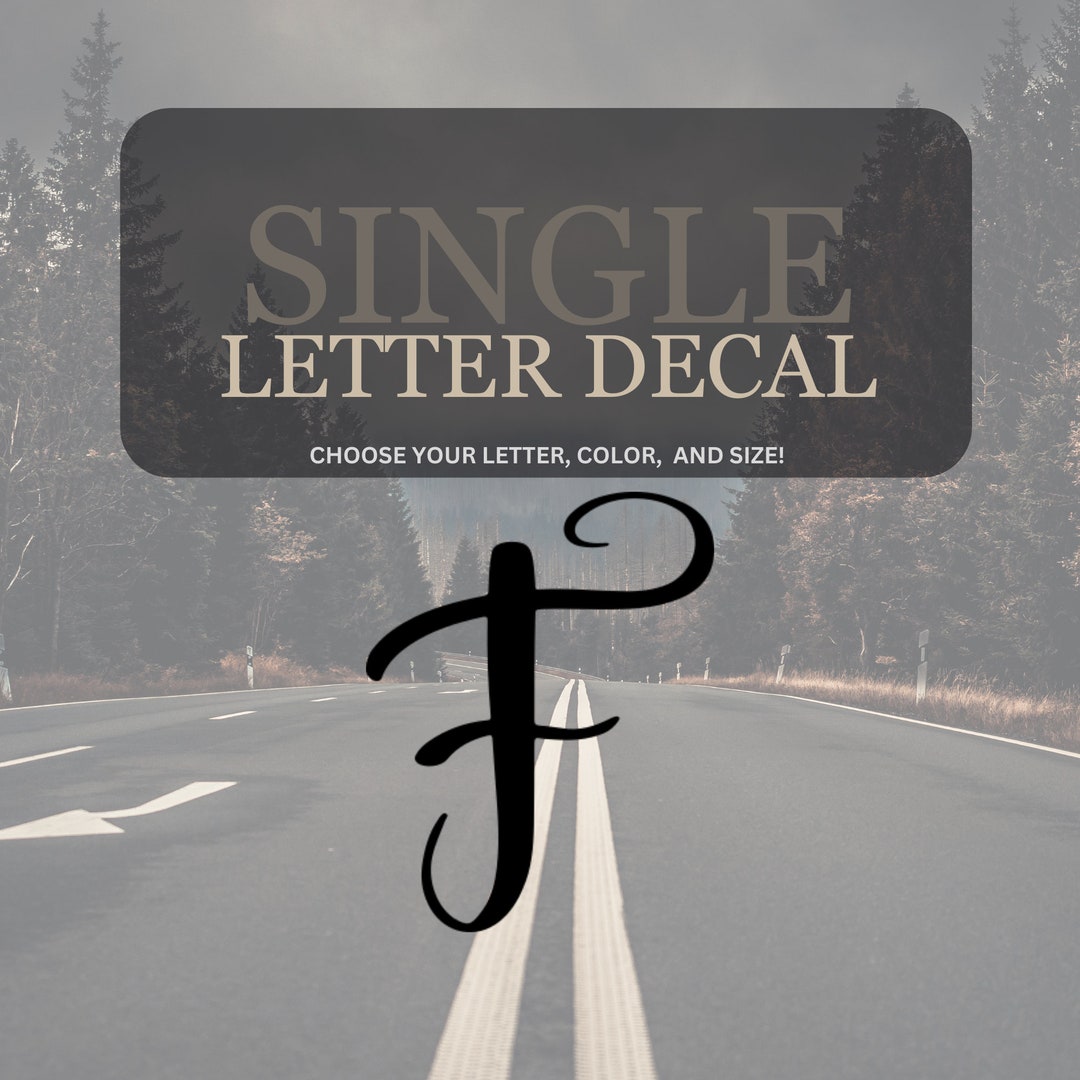 Single Letter Decal Letter Vinyl Decal Laptop Decal Monogram Decal Car ...