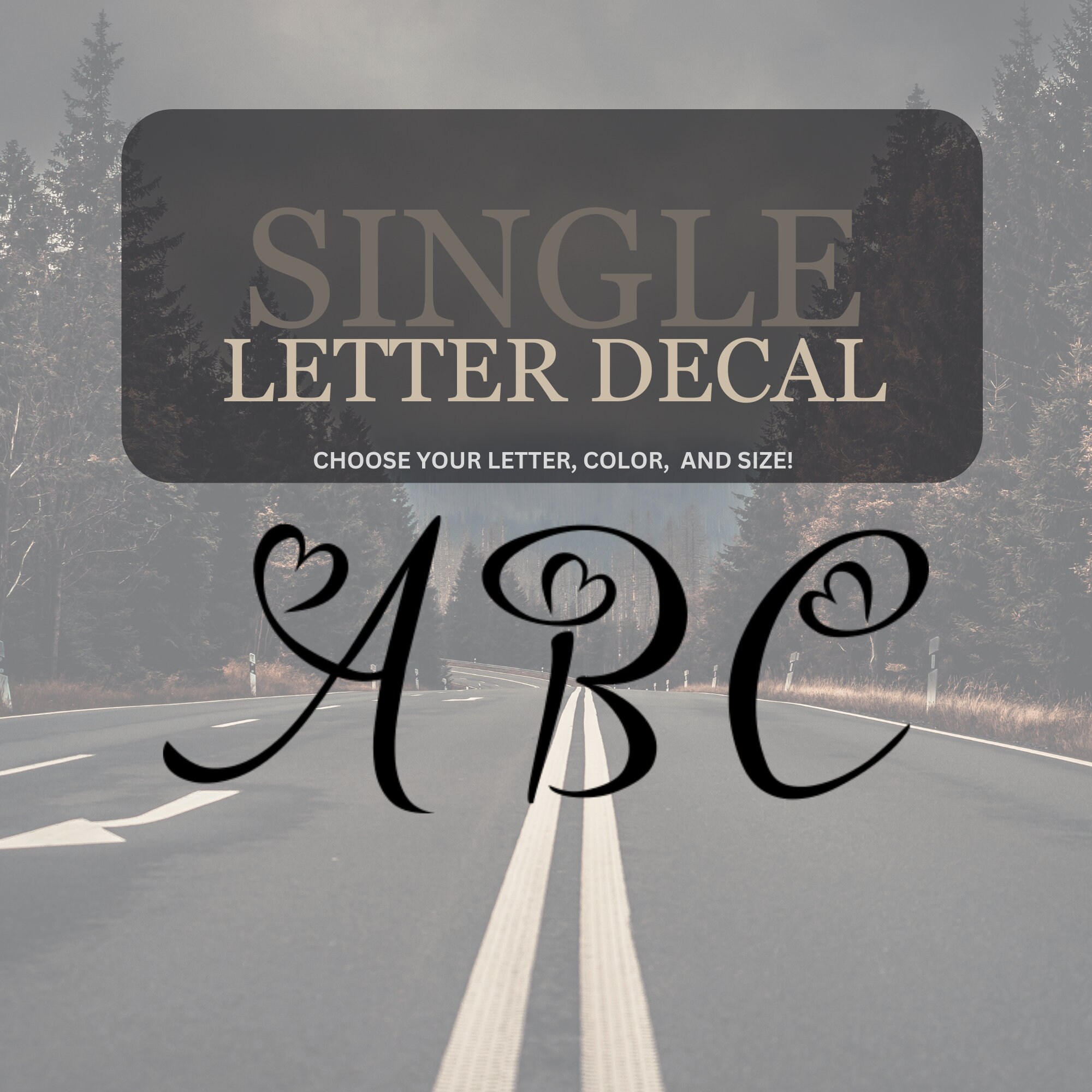Single Letter Decal Letter Vinyl Decal Laptop Decal Monogram Decal Car ...