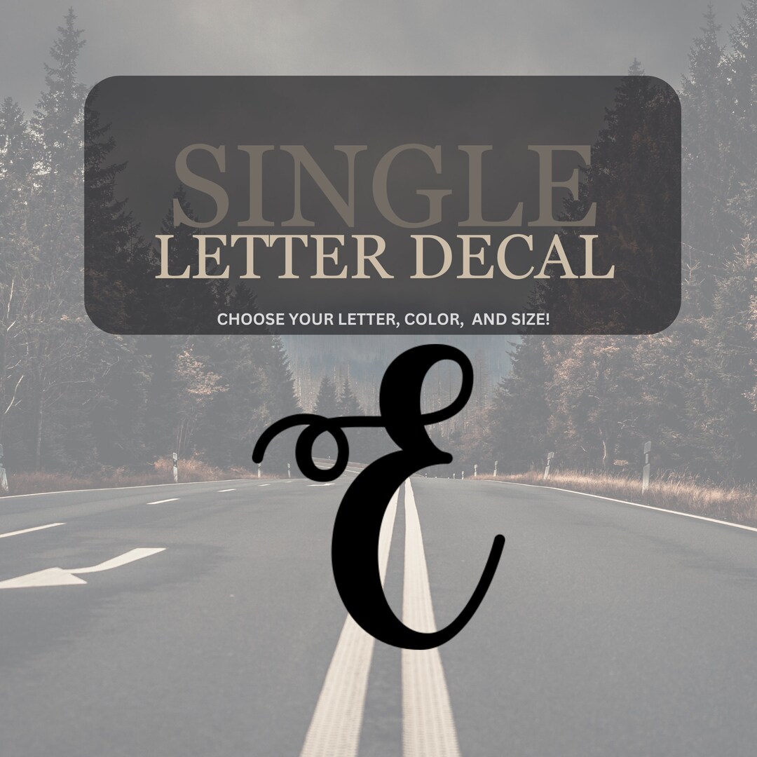 Single Letter Decal Letter Vinyl Decal Laptop Decal Monogram Decal Car ...