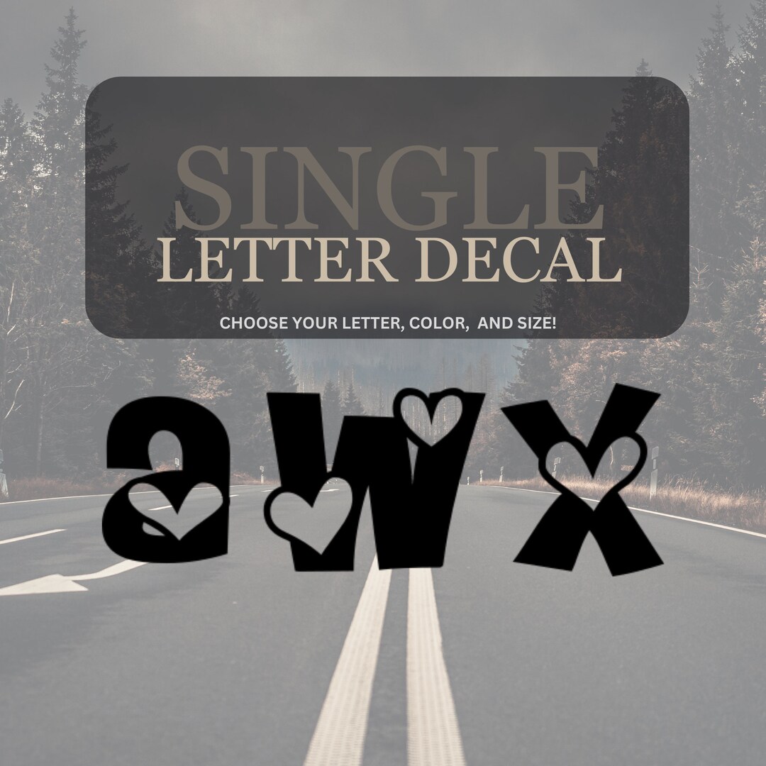 Single Letter Decal Letter Vinyl Decal Laptop Decal Monogram Decal Car ...